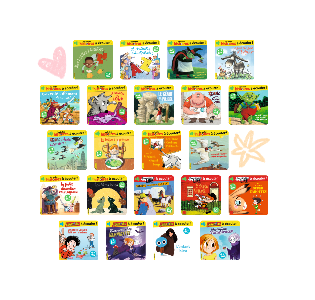 22 histoires de Bayard Jeunesse (5-7 ans), pour Merlin